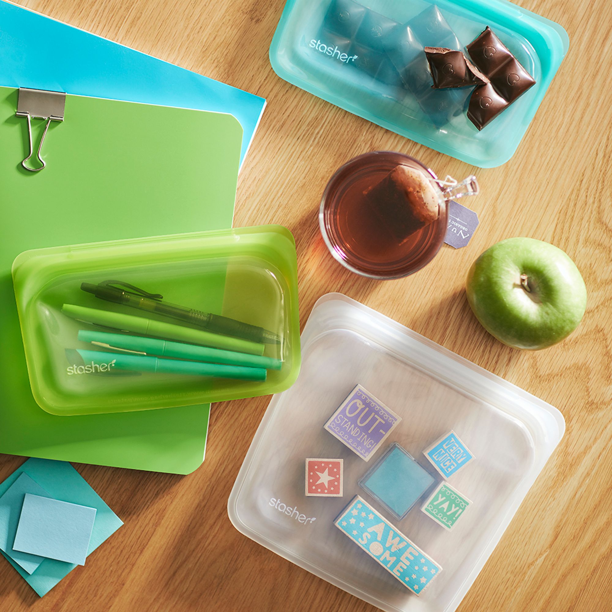 Stasher Snack Bag 355ml Aqua